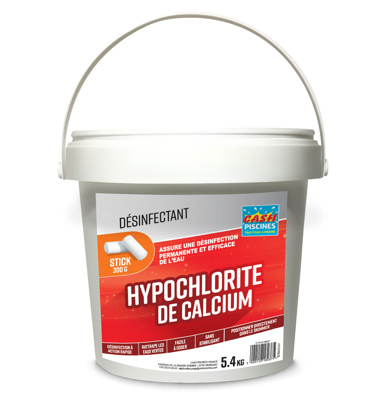 Hypochlorite de Calcium Sticks 5.4 kg - Traitement Chlore Piscine
